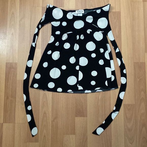 MKM Designs | Tops | Vintage Mkm Designs Black And White Polkadots Top ...